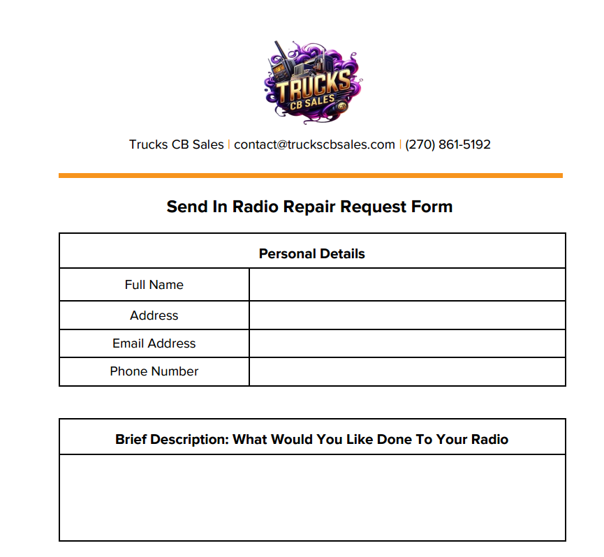 Printable Mail IN Repair Form