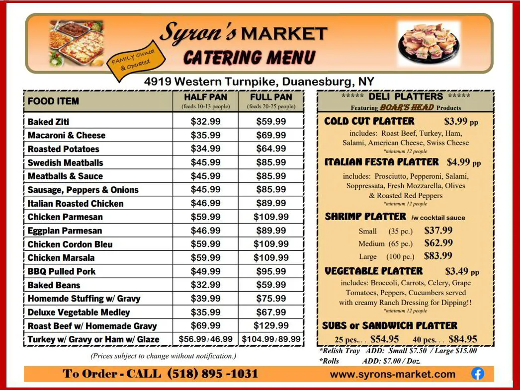 Syron's Market | Deli | Seafood | Baked Goods | Meats | Duanesburg, NY