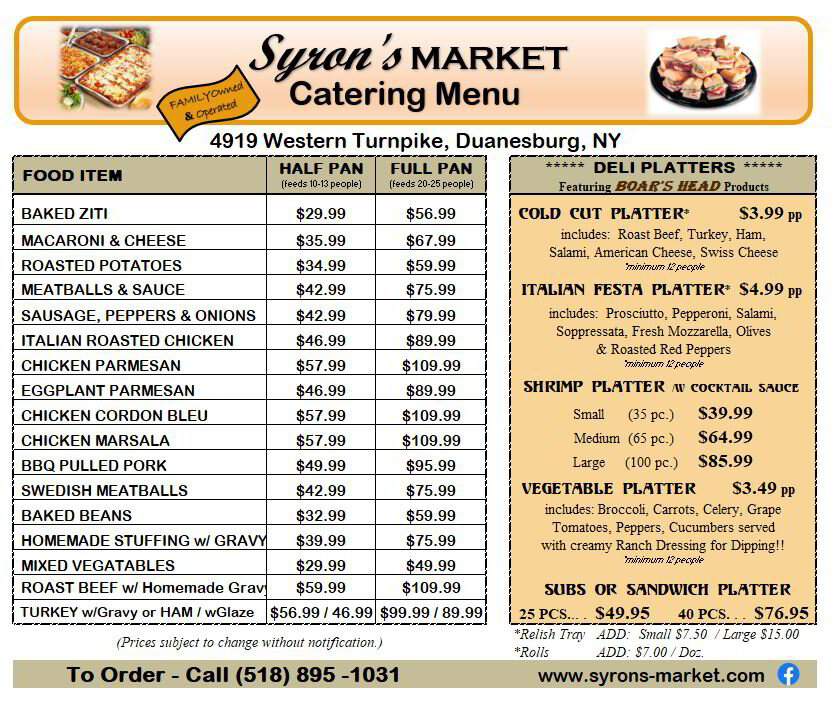 Syron's Market | Deli | Seafood | Baked Goods | Meats | Duanesburg, NY