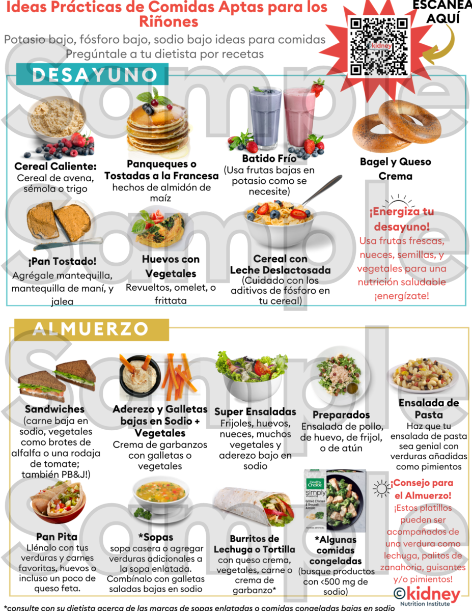 Kidney Friendly Meal Ideas Tear Pad SPANISH 