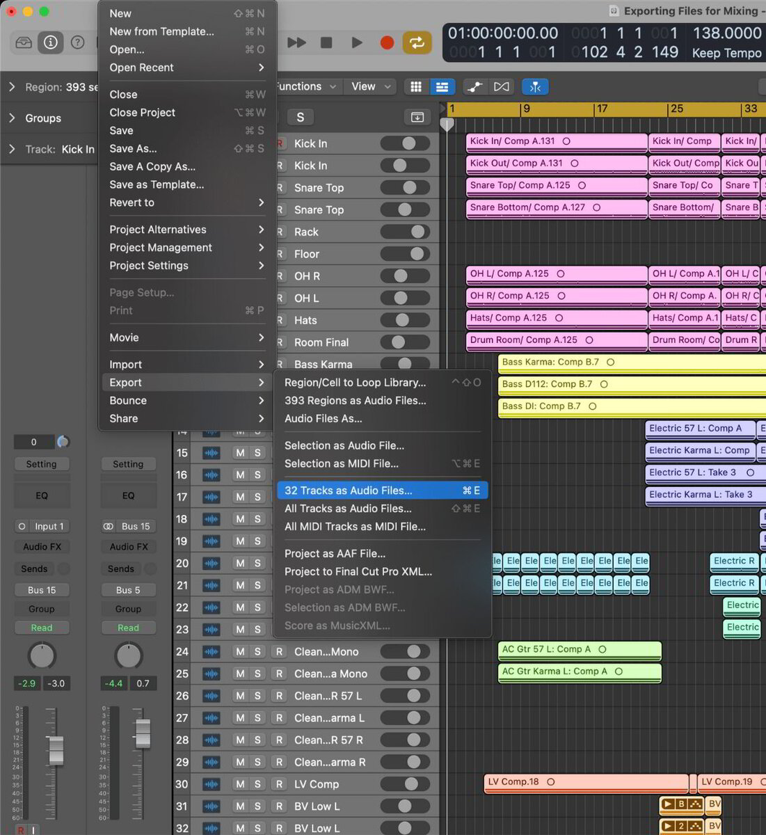 Logic Pro X: How To Export All Audio Files