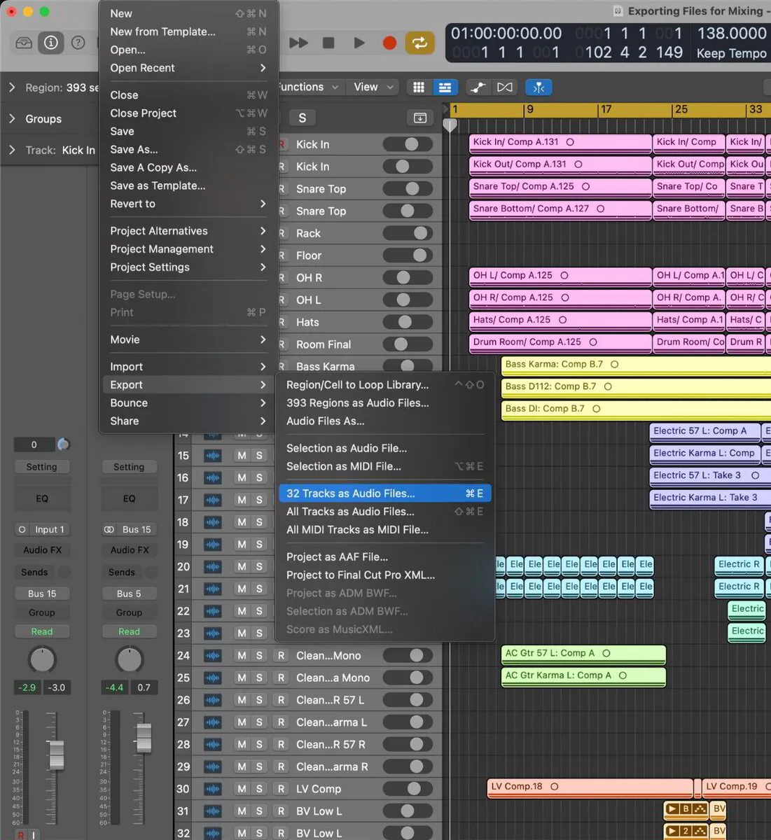 Logic Pro X: How To Export All Audio Files