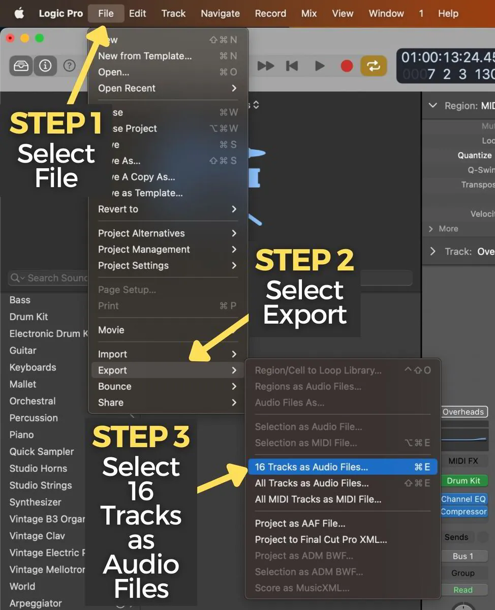 How to Split Logic Drummer into Individual Tracks