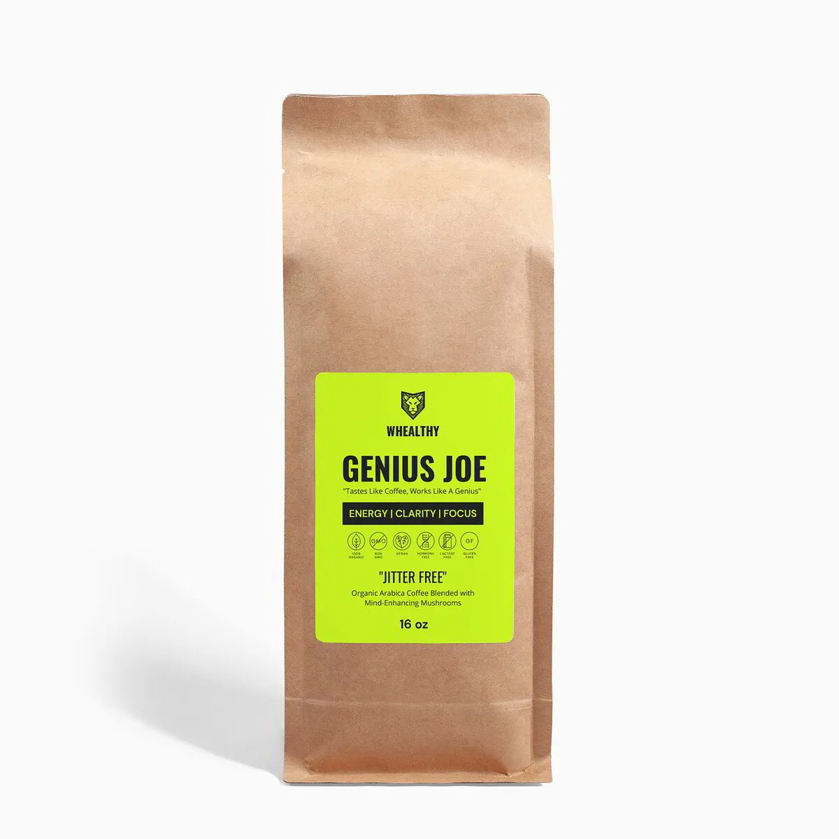 WHEALTHY Genius Coffee - Mushroom Coffee Fusion 16oz