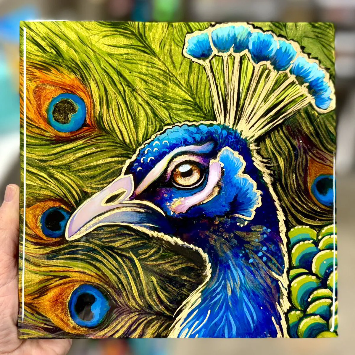 Peacock Art on Wood | Agnes Friedlander Studio