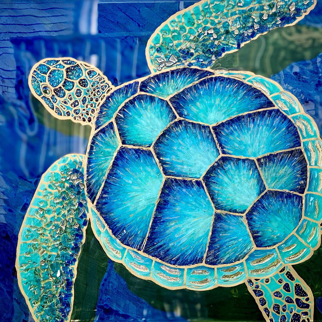 Tidal Grace | Original Turtle Painting – Glass & Resin Art