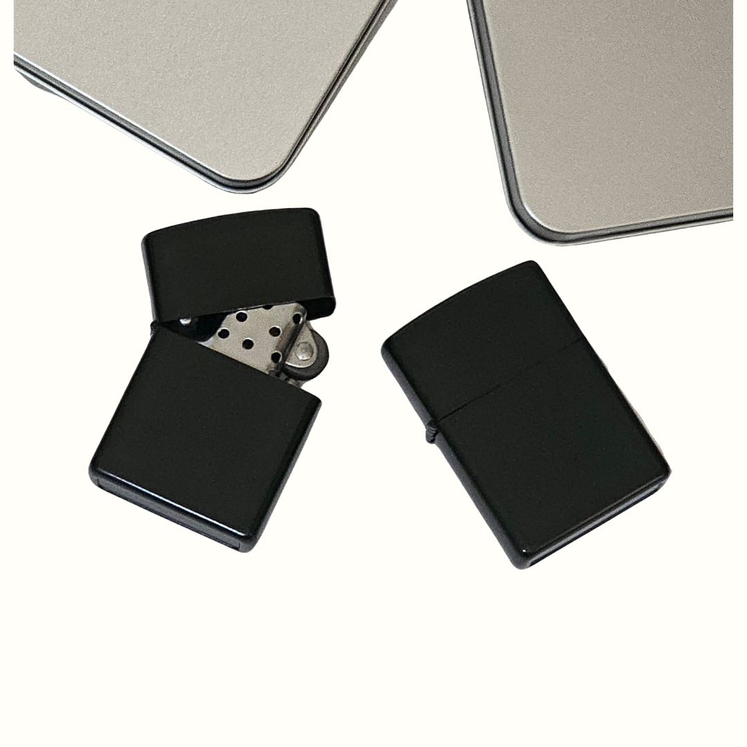 Black Metal Lighter with Tin