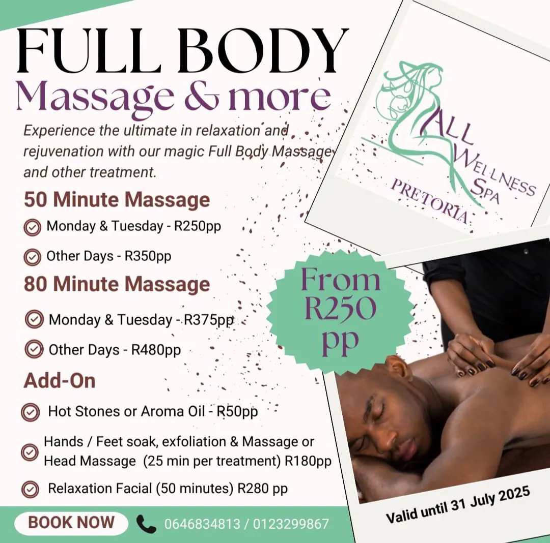 All Wellness Spa | Monthly Day Spa Specials in Pretoria