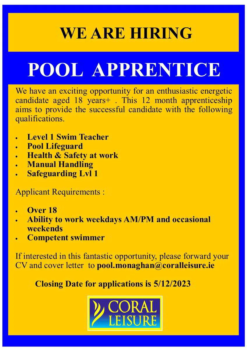 Job Vacancy - Pool Apprentice