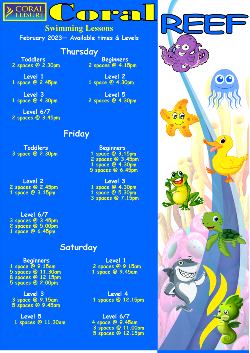Kids Swim Lesson Availability @ Coral Leisure Monaghan