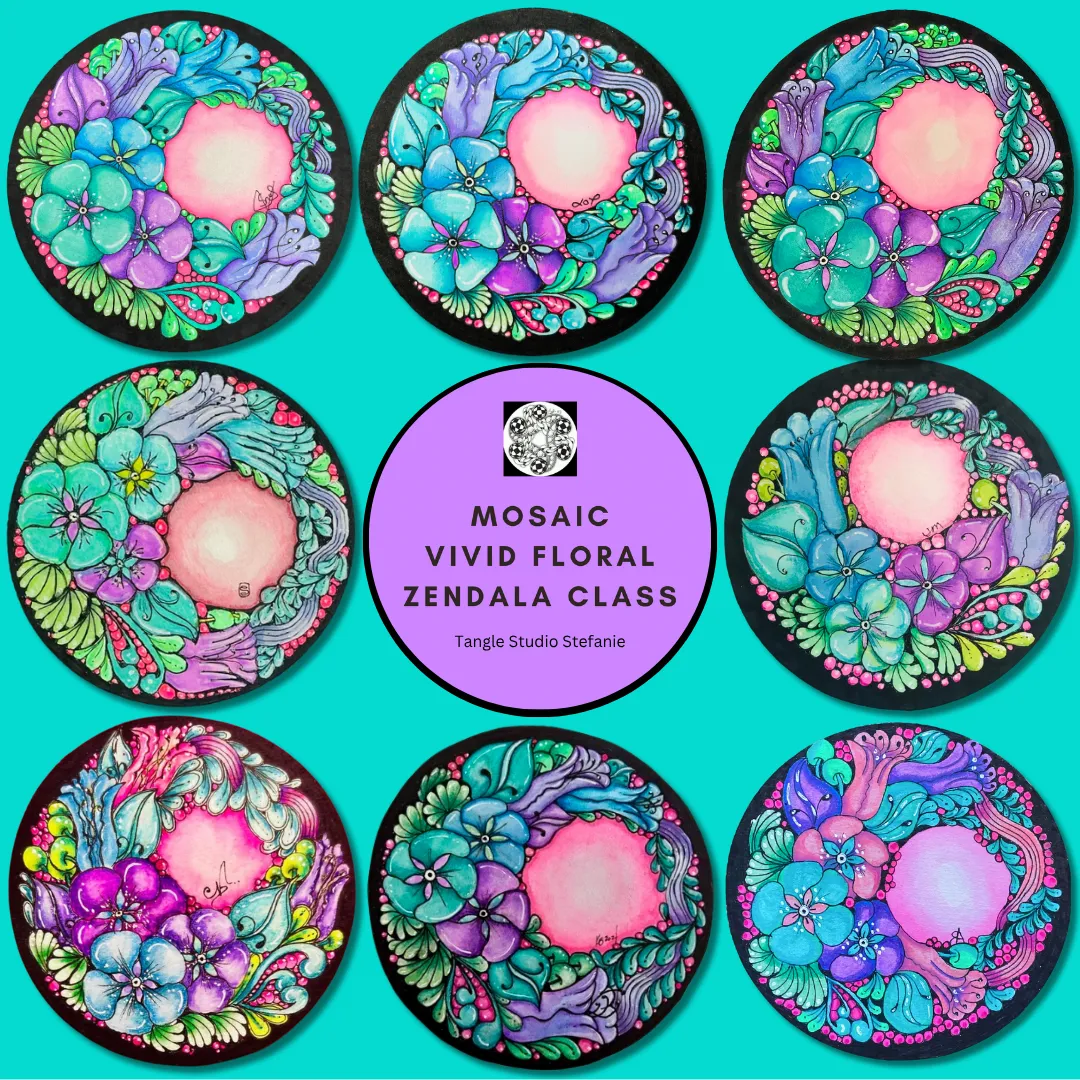 Vivid Floral Zendala - Zentangle Inpsired Art Class