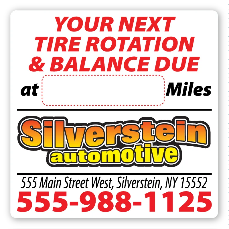 Buy Now Your Custom Full Color Oil Change Reminder Service Stickers