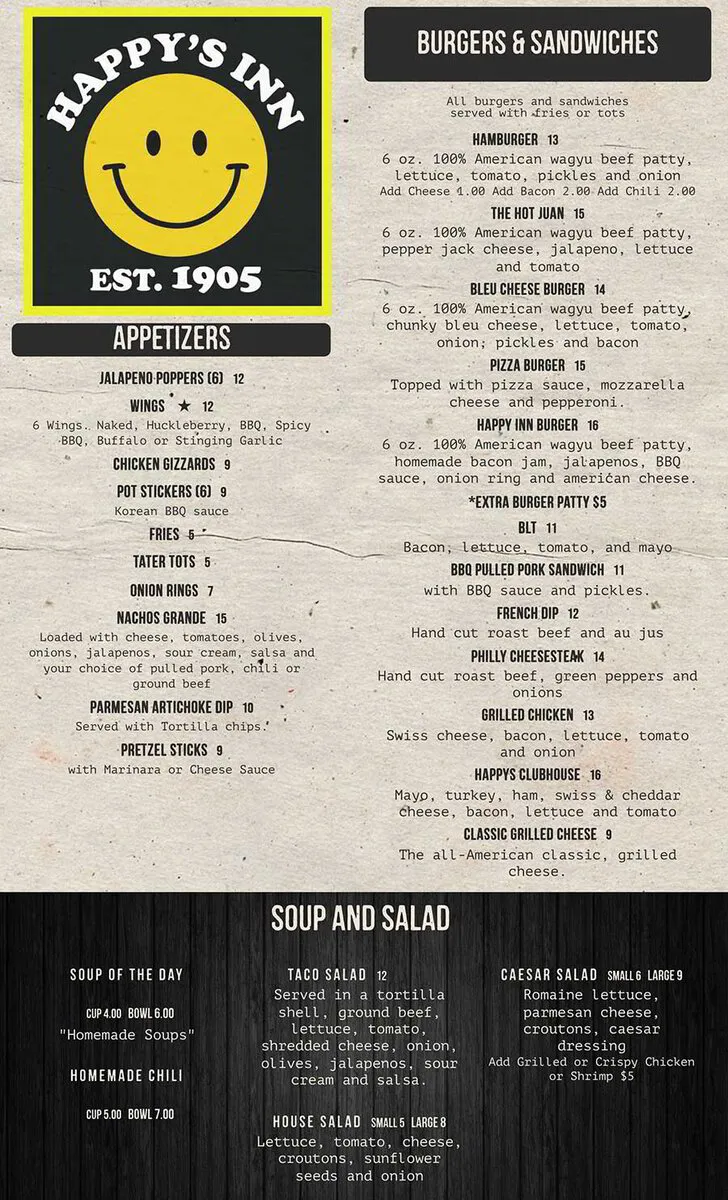 Menu – Happy's Inn: Delicious Bar Food and Drinks in Libby, MT