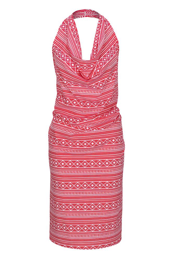 Ladies Red Mix cowl neck apron by Pinniesfromheaven