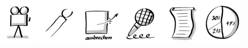 The most important sketchnoting symbols drawn by Matthias Breuel