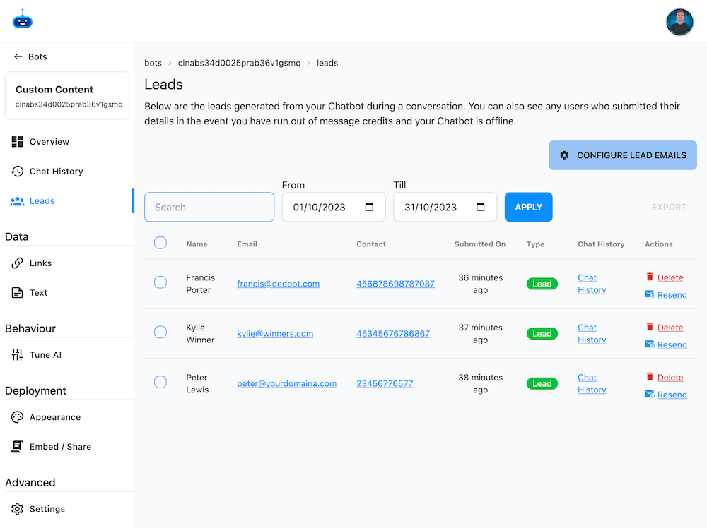 Ai-Powered ChatBots Trained On Your Data