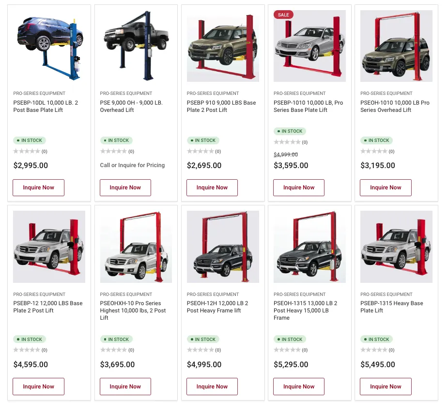 2 post lifts / two post automotive lifts