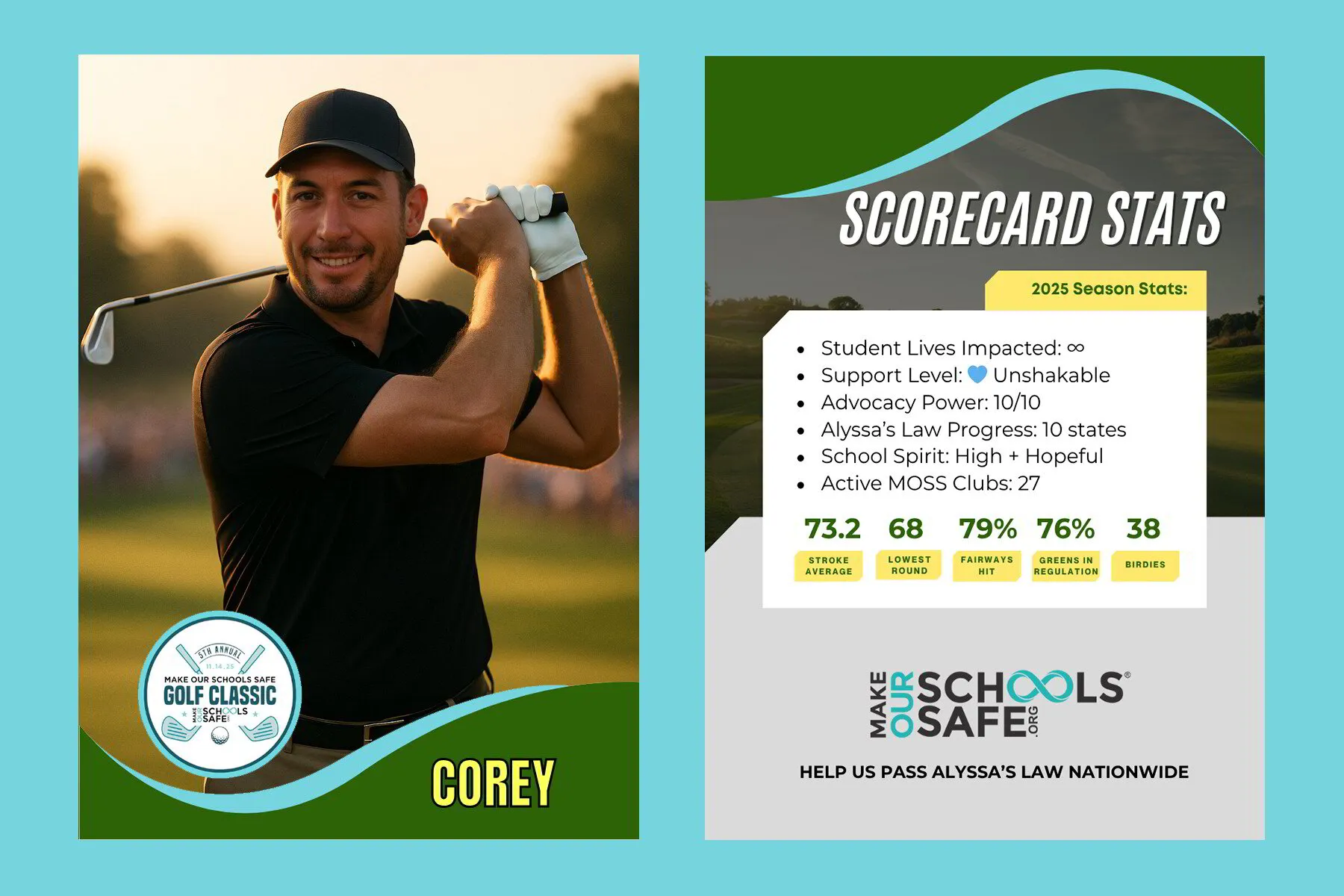 Custom Golf Trading Cards at the Make Our Schools Safe Golf Classic