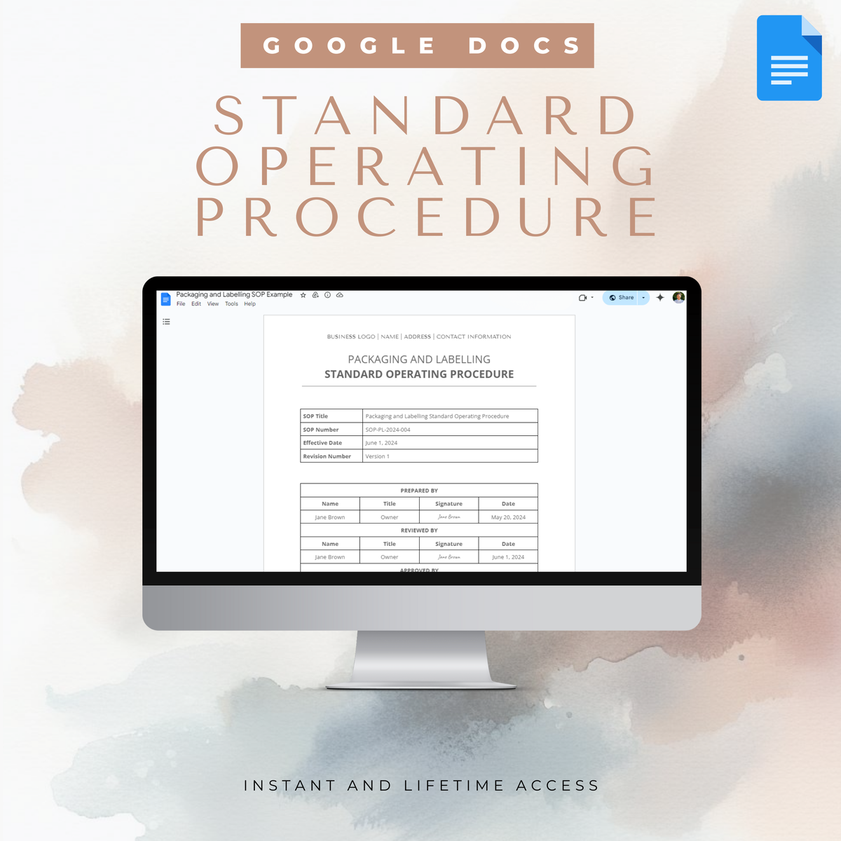 Standard Operating Procedures Templates (Google Docs)