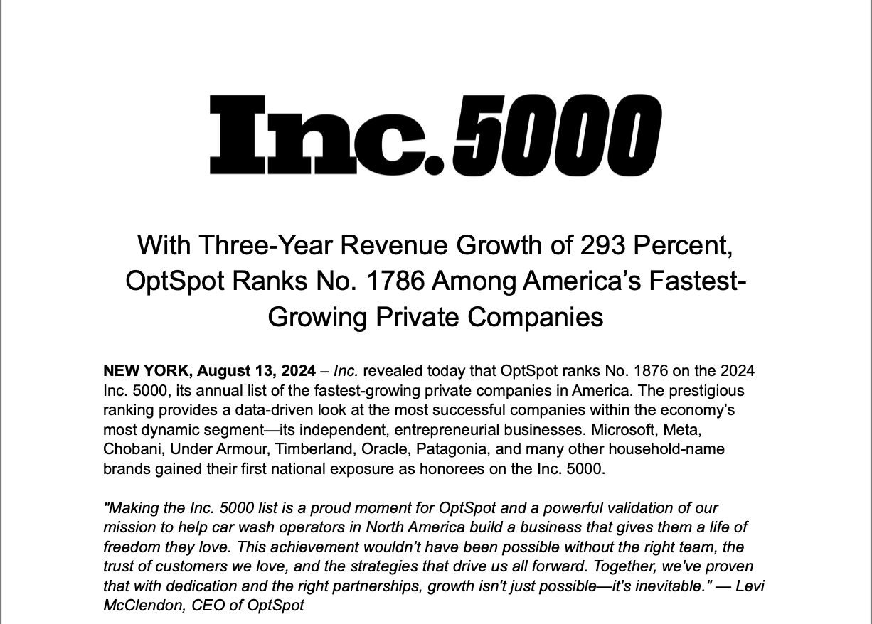 OptSpot Makes 2024 Inc. 5000 list as one of the fastest growing small ...
