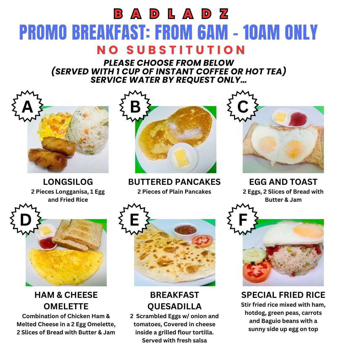 Breakfast Specials | Promo Breakfast Menu | Badladz Restaurant