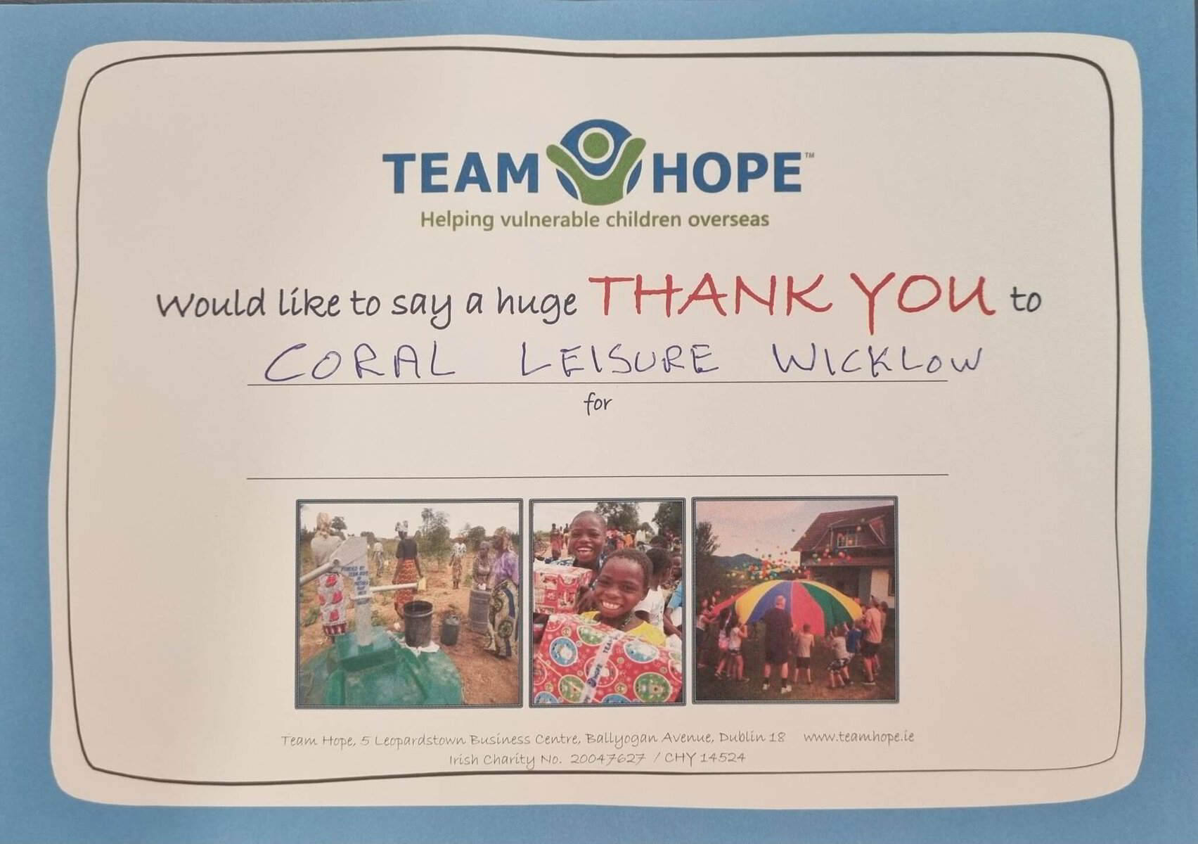 SHOEBOX DROP OFF AT CORAL LEISURE WICKLOW IS NOW CLOSED