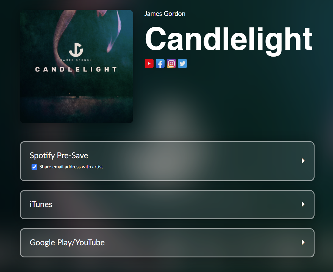 Pre-Save links for new single 'Candlelight'