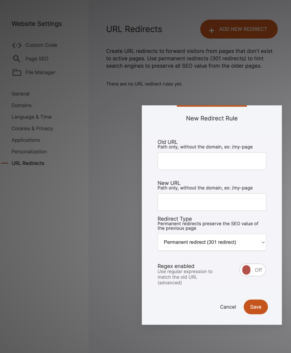 How to set up URL Redirection