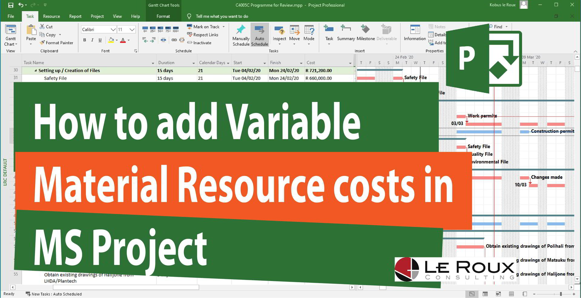 Microsoft Project Tutorial: Adding Variable Material Resource Costs for ...