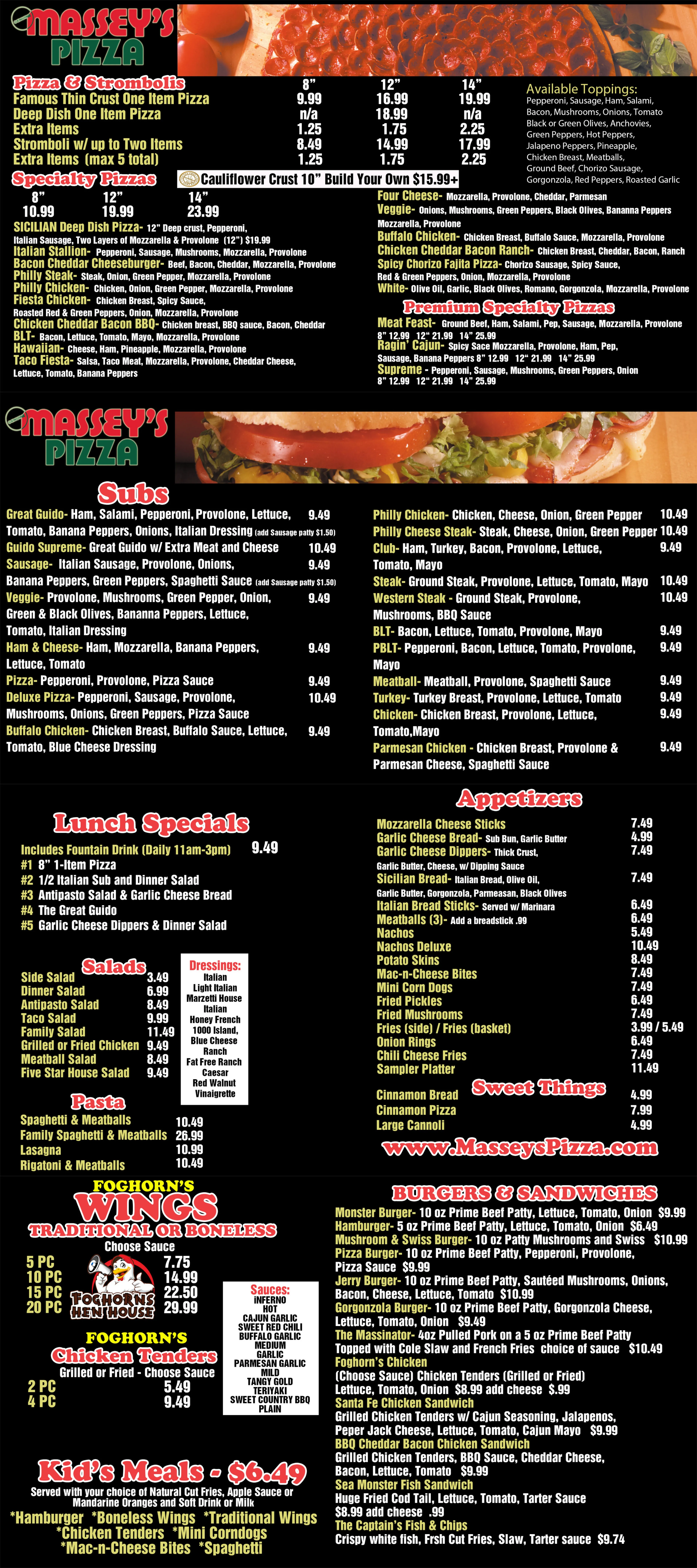 Massey’s Pizza Canal Winchester – Full Menu & Prices