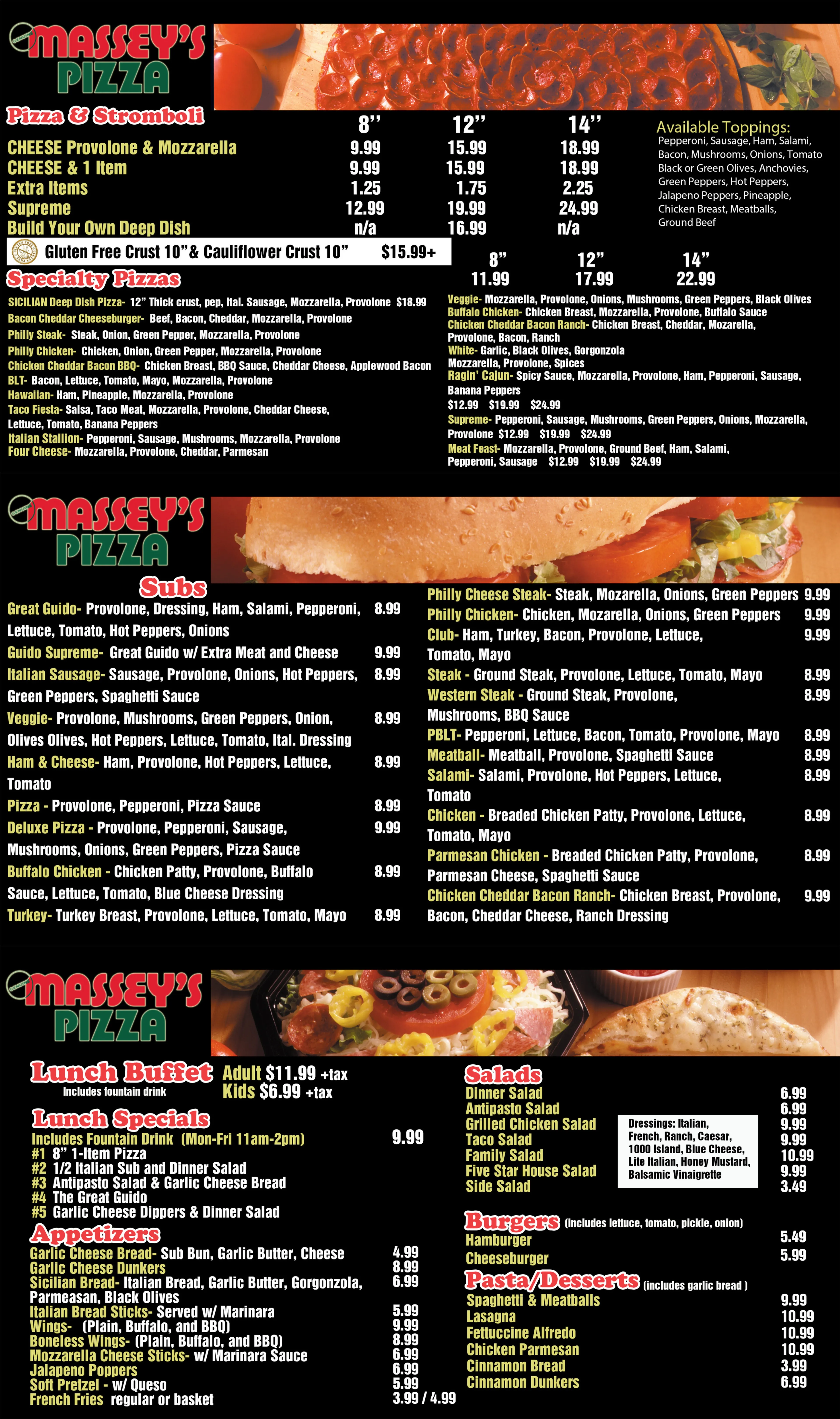 Lancaster Massey’s Pizza Menu – View Delicious Pizza Options