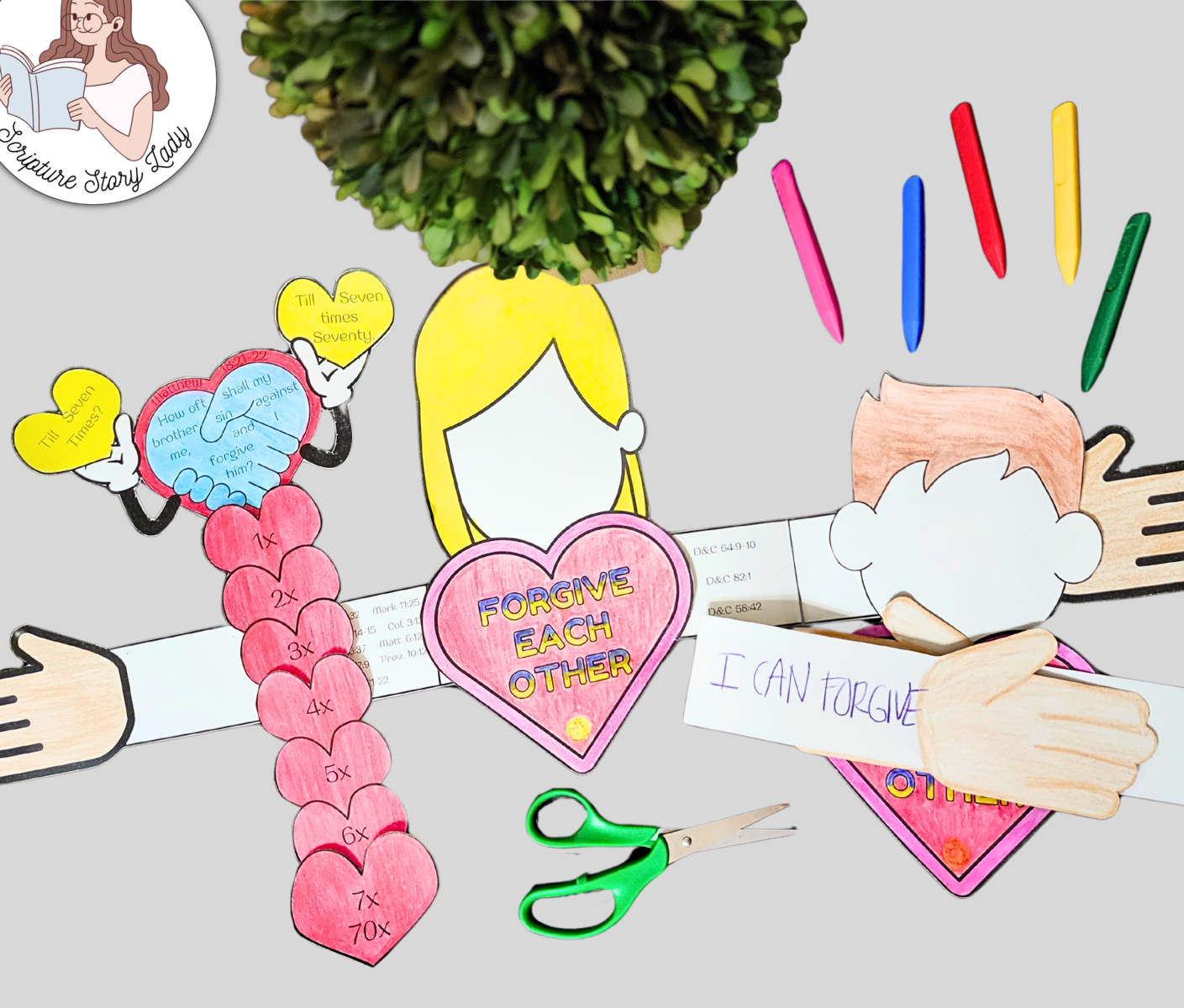 3 Forgiveness Bible Crafts: Matthew 16 (70x7) & Forgive Hugs