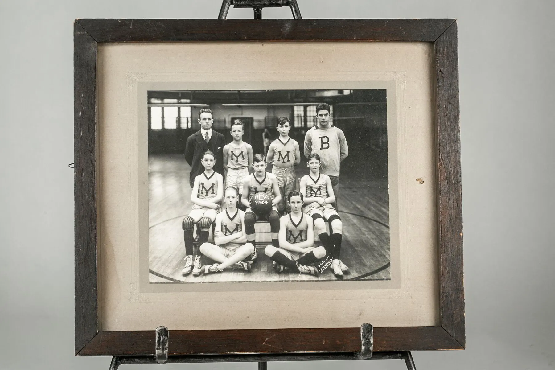 1920 YMCA BOY team Basketball Photo vintage b/w