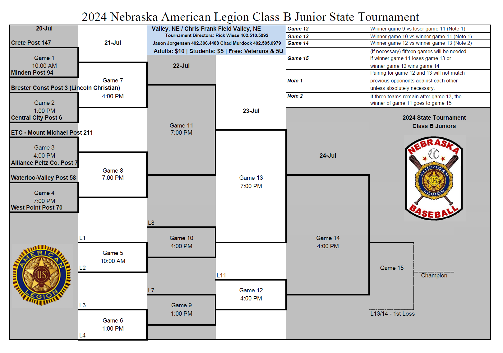 Juniors State Tournament 2024 - Post 58 Legion Baseball