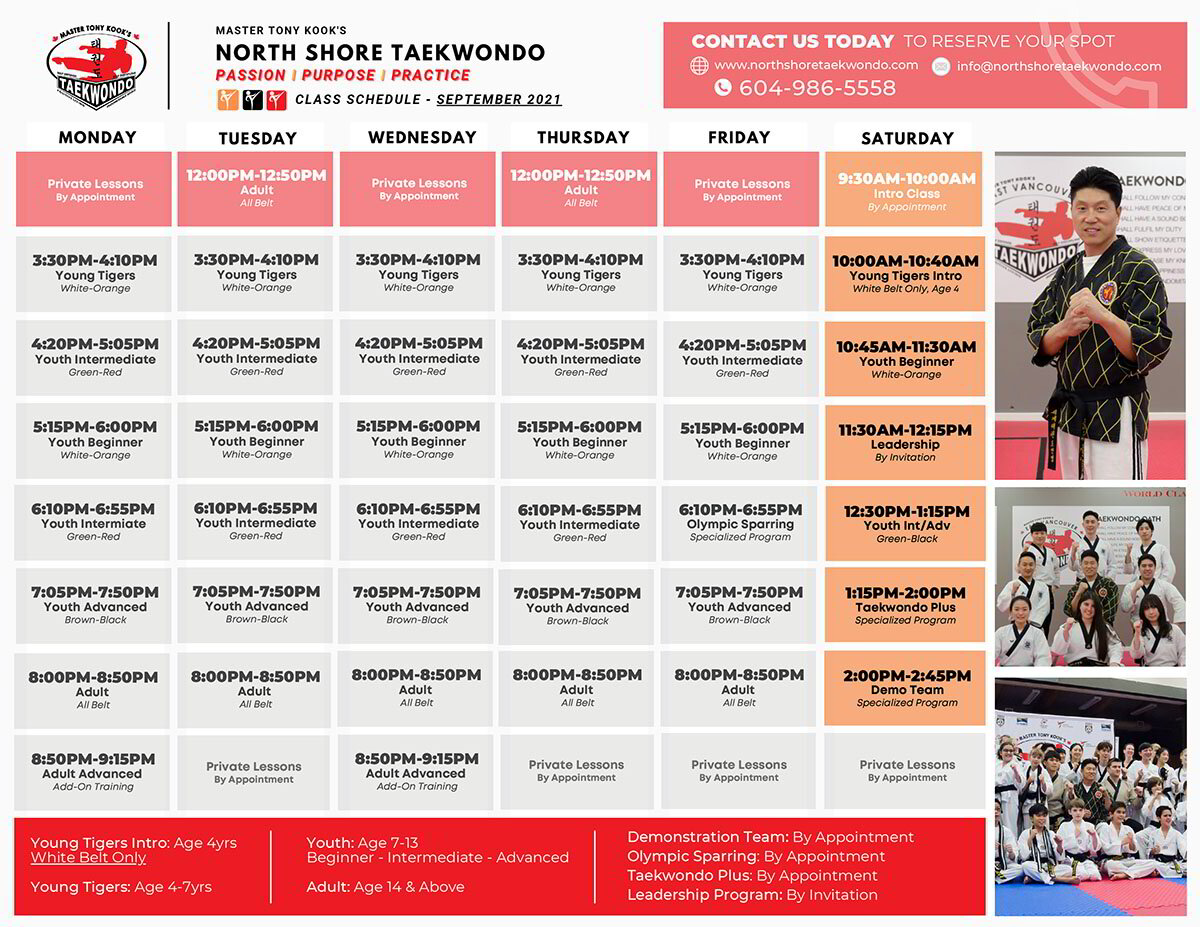 Class Schedule - North Shore TKD