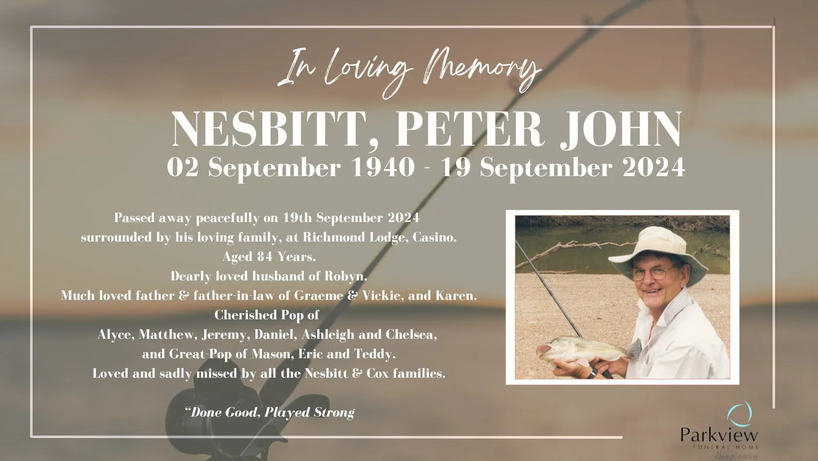 The passing of Peter John Nesbitt