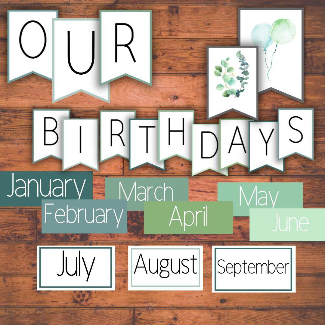 Birthday Wall Classroom Decor - Eucalyptus Theme