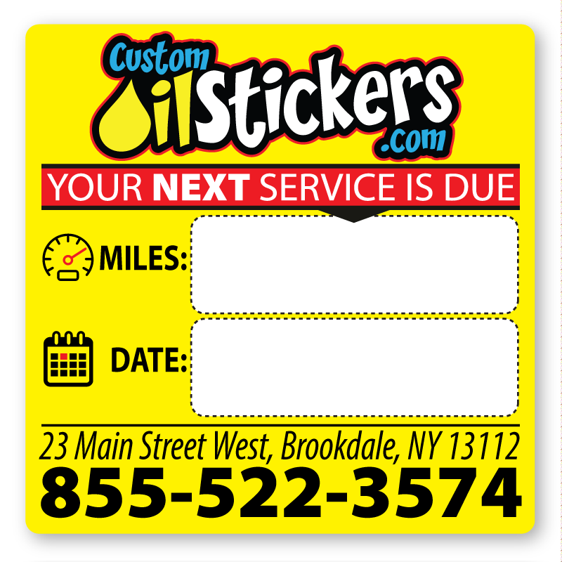500 Customized Oil Change Reminder Service Stickers Window Clings