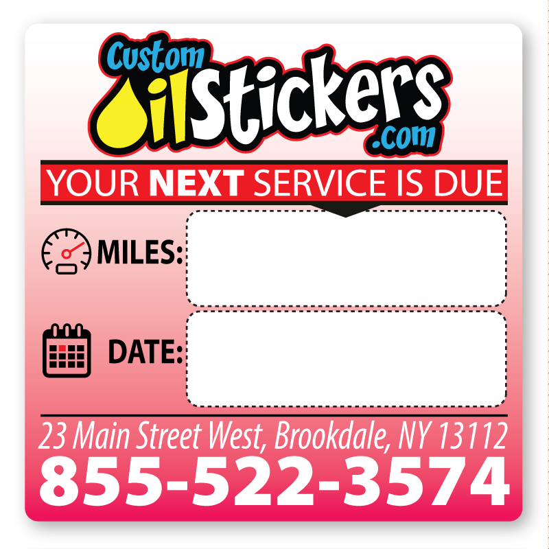 250 Customized Oil Change Reminder Service Stickers Window Clings