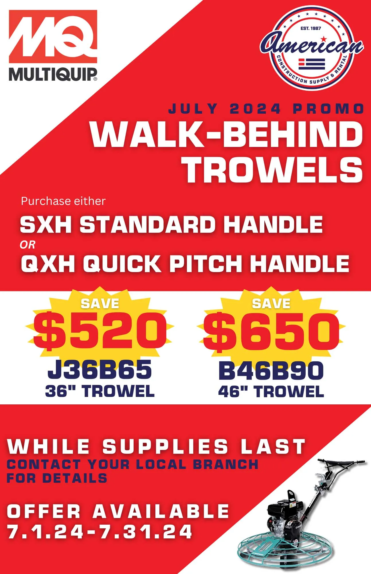 Multiquip Walk-Behind Trowel Promo | American Construction Supply