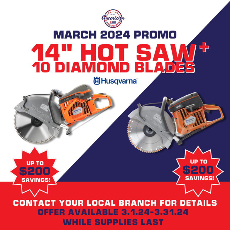 Husqvarna Hot Saw and Diamond Blade Combo Pricing Promotion | American ...