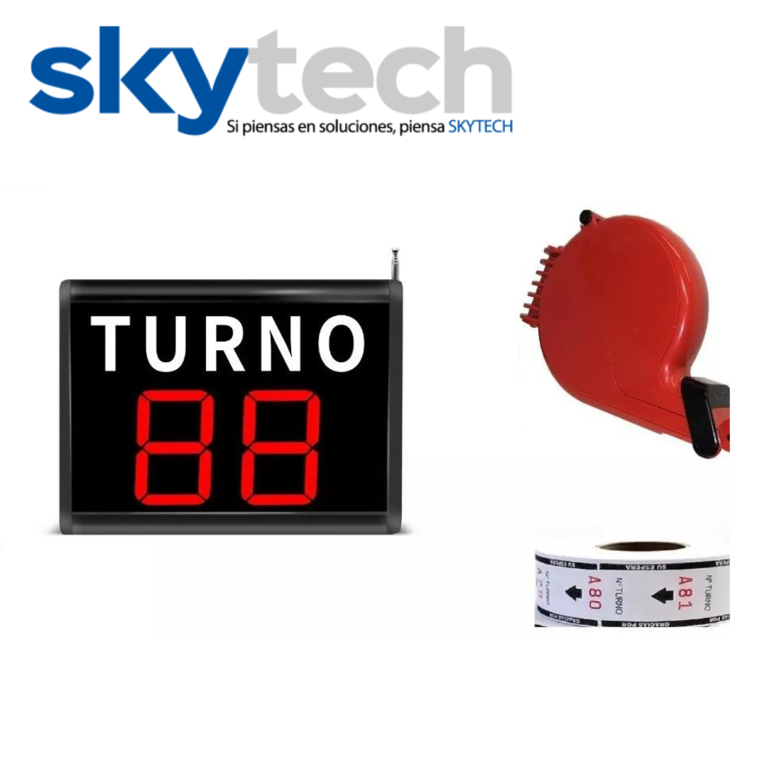 Kit Turnomatic inalámbrico con dispensador, rollo 3000 turnos y pulsador.