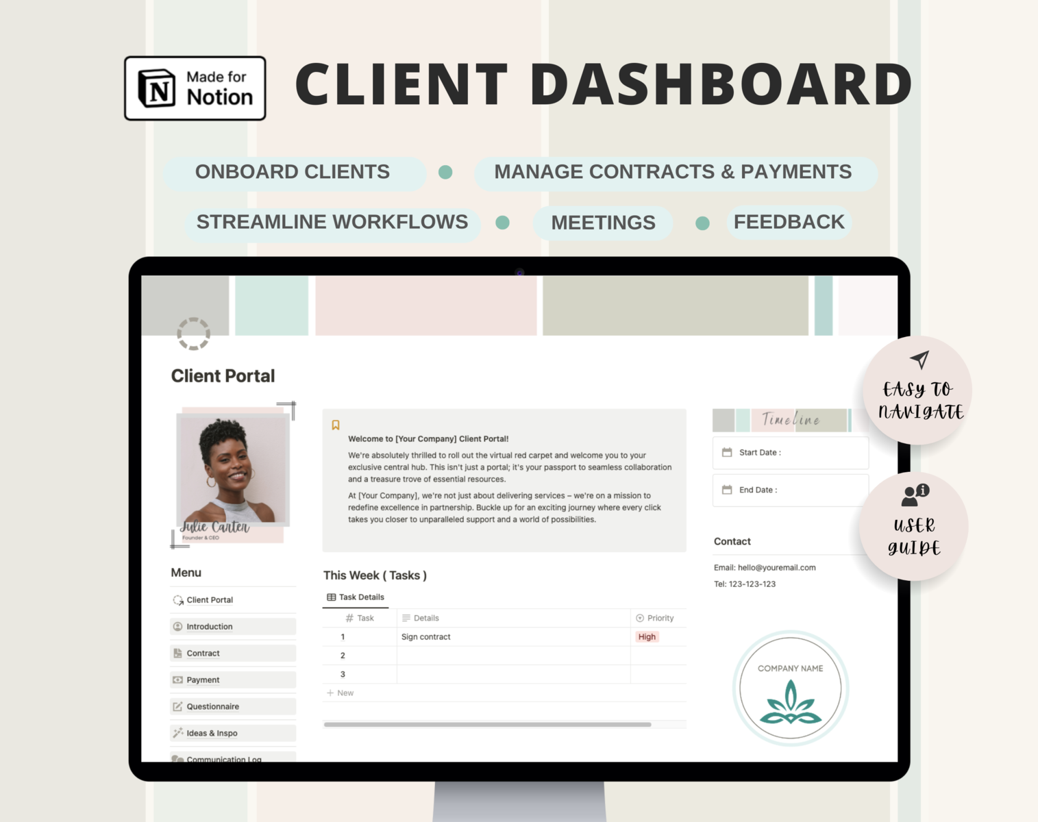 Notion Client Dashboard | Client Portal