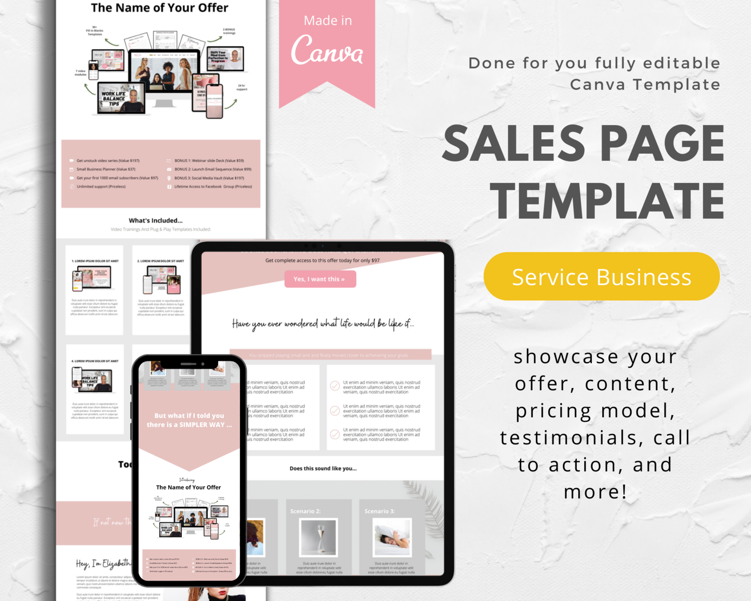 Modern Sales Page Template - Canva Template | WEN