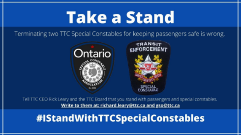 OSCA Supports Terminated TTC Special Constables