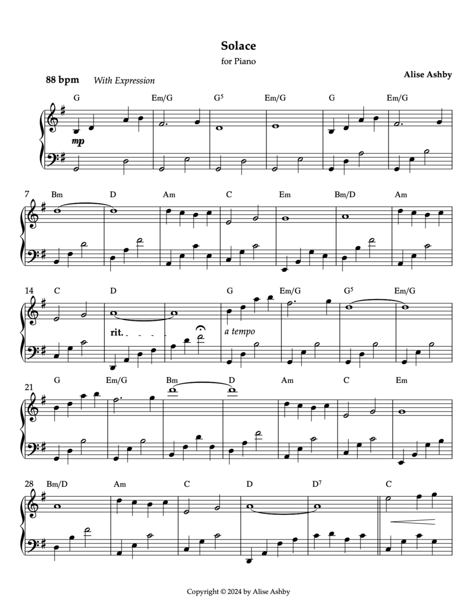 Solace - (Sheet Music)