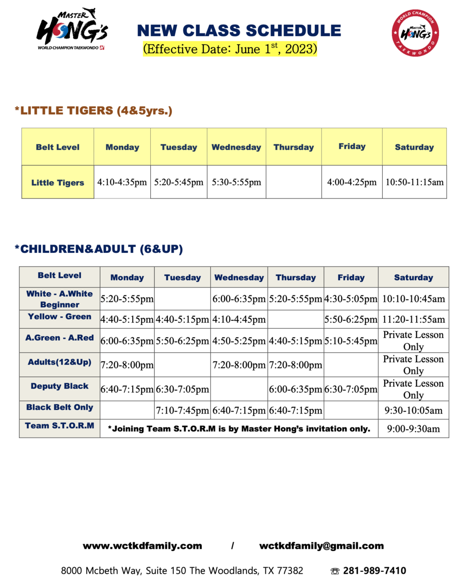 Class Schedule | Learn More About Our Class Schedule