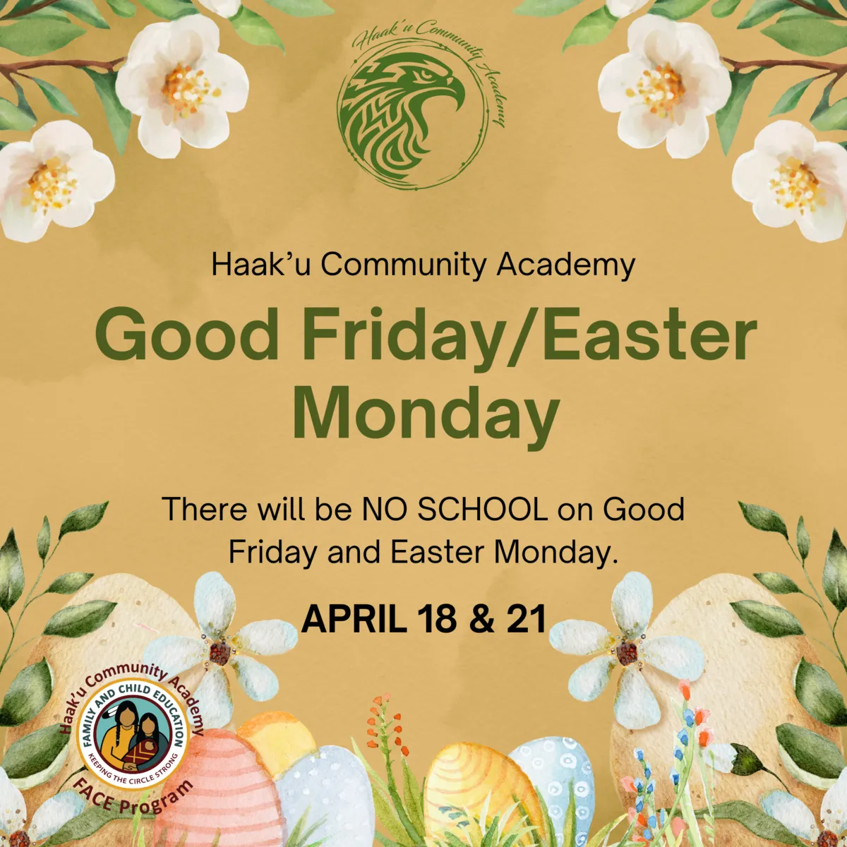 Good Friday & Easter Monday - NO SCHOOL