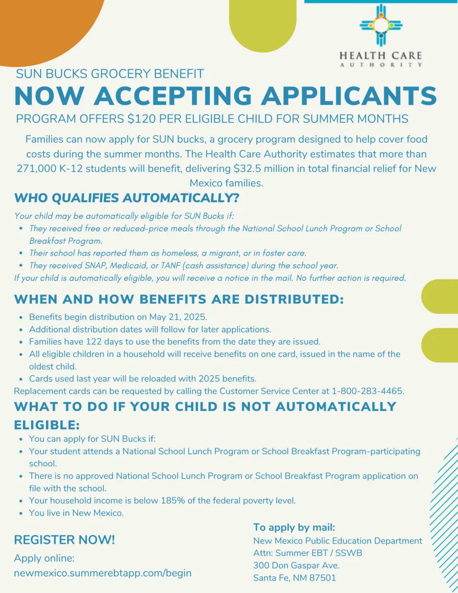 SUN Bucks Applications Now Open