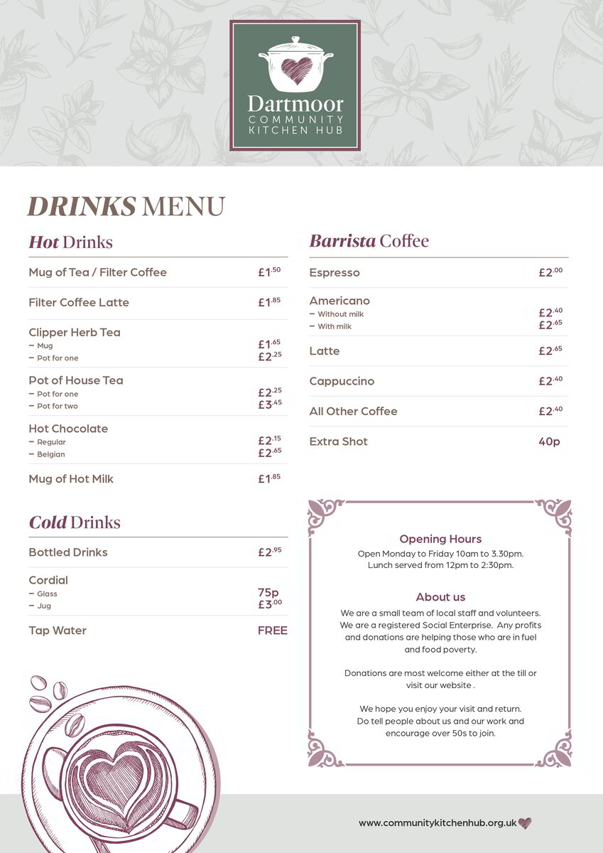 The Hub Cafe Menu